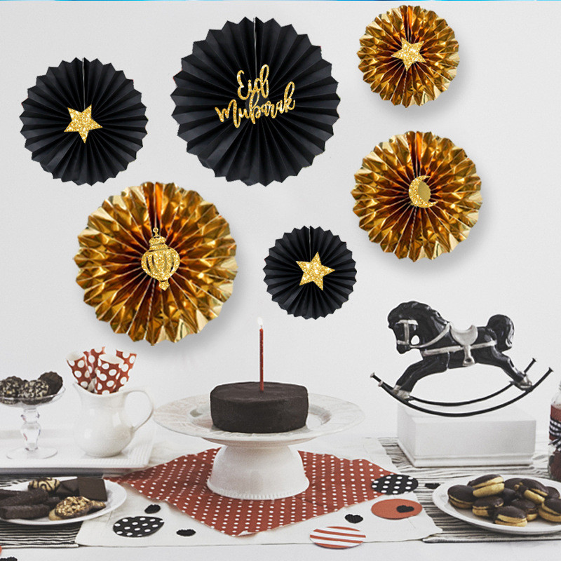 6PC Eid Paper Fan, Eid Mubarak Ramadan Decorations Ramadan Paper Fans ...