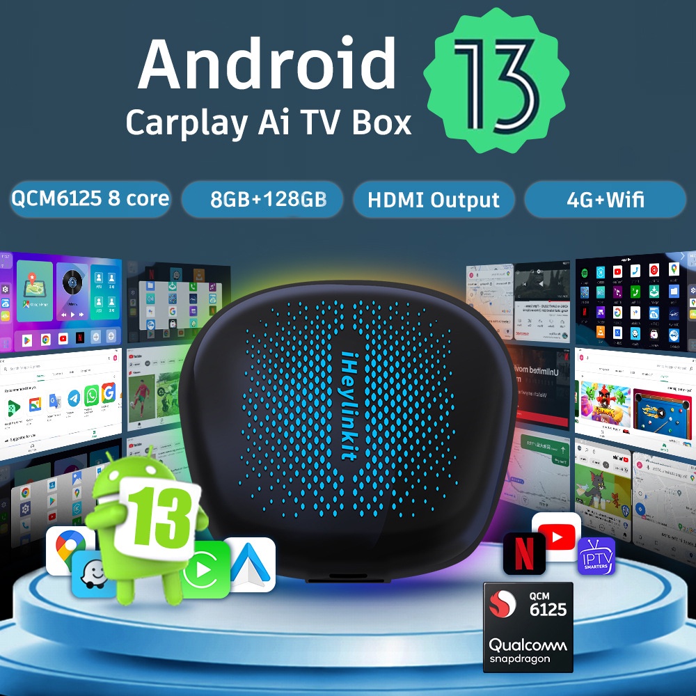 IHeylinkit Carplay Ai Box Android 13 QCM6125 8+128G Ultra HDMI Output ...