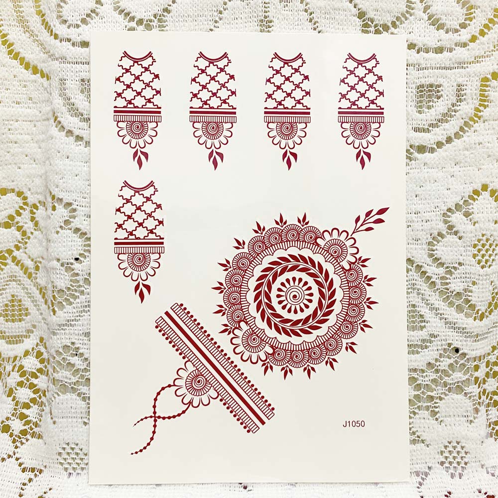 Waterproof Henna Tattoo Red Henna Stickers for Hand Fake Tattoo for ...