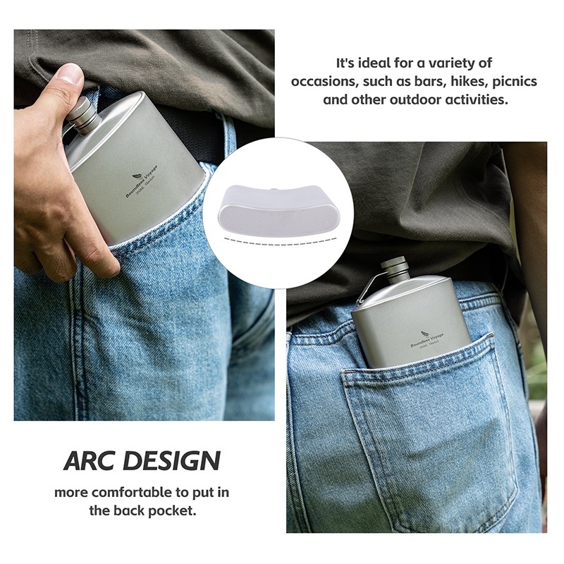 Boundless Voyage-- 250ml Titanium Hip Flask with Funnel Mini Cup ...