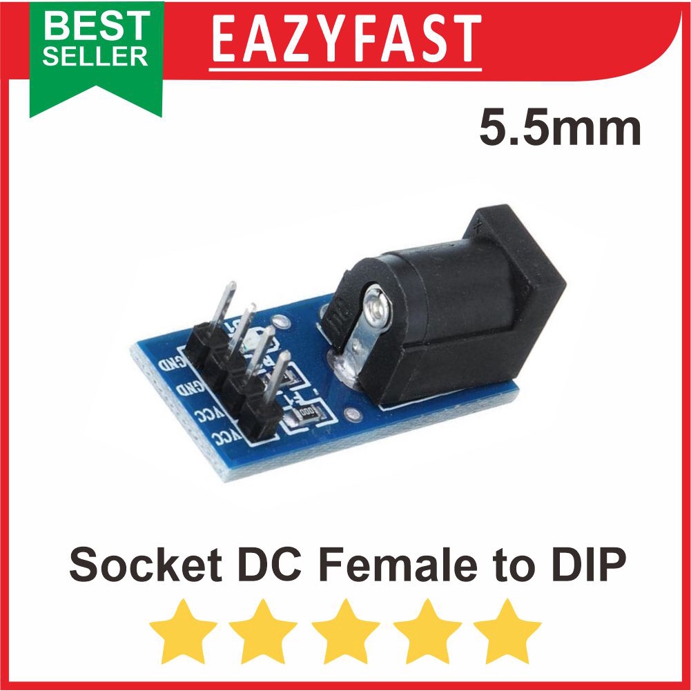 Dc-005 Socket DC Female 5.5mm to PCB Pin Header Jack Arduino PSU Board ...