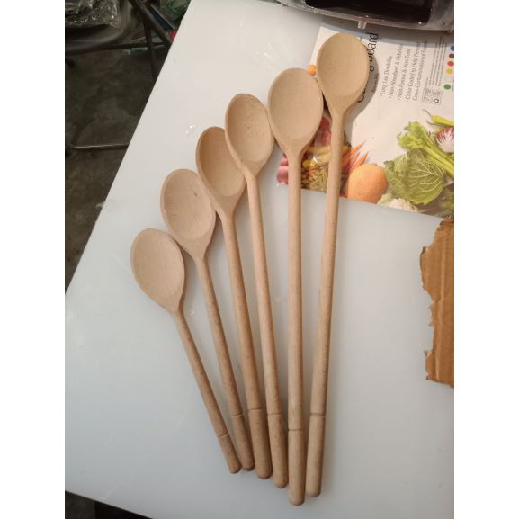 Czech Republic Natural Wood Vintage Long Wooden Spoon Spatula Stirring ...