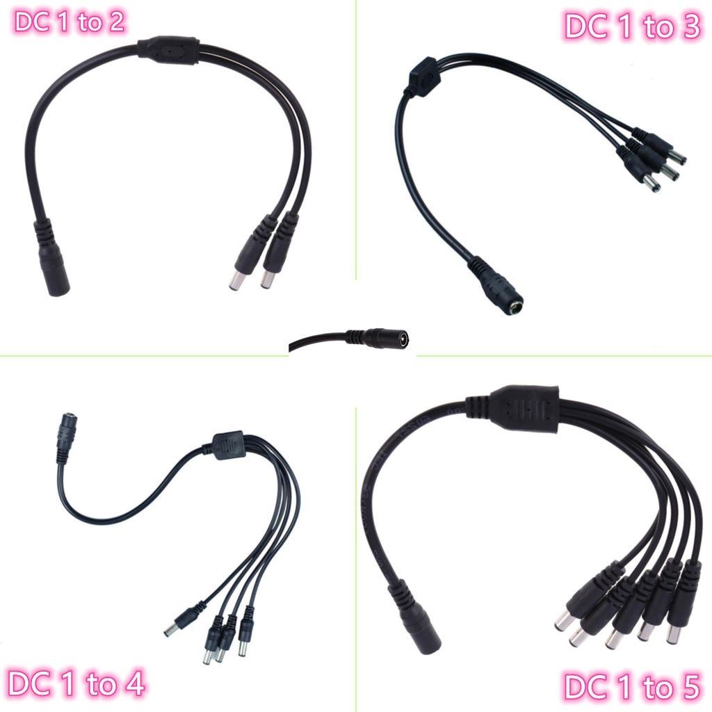 1pcs 1 DC Female To 2/3/4/5/8 DC Male plug Power Cord adapter 30CM long ...