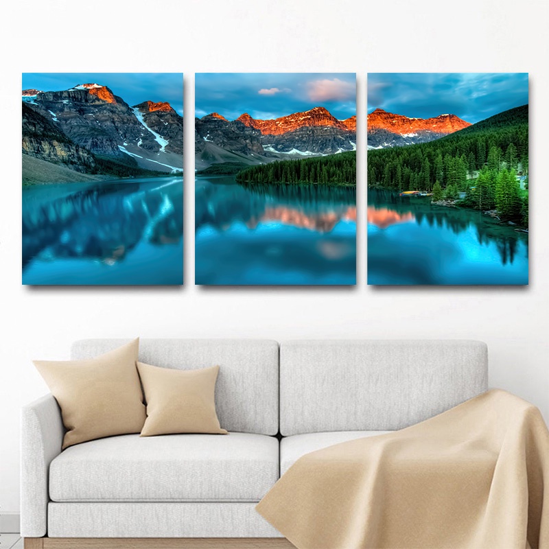 （With Frame）3PCS Seaside Scenery Poster Sunset Sunrise Canvas Painting ...