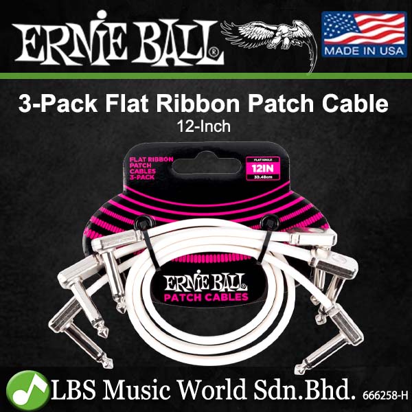 Ernie Ball 3 Pack Flat Ribbon Pedalboard Patch Cable for Effect Pedal ...