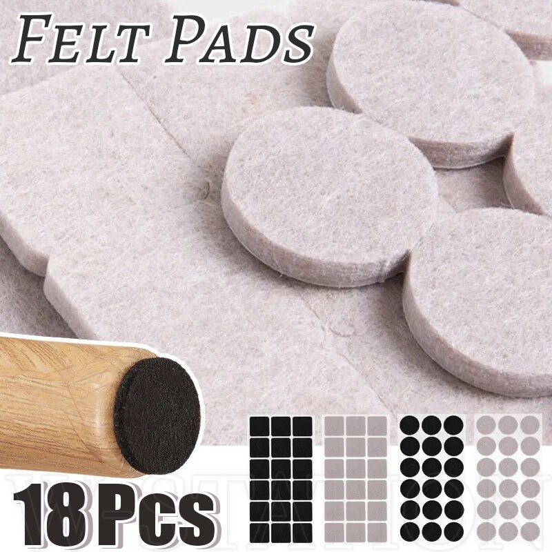 18Pcs Self Adhesive Felt Chair Leg Pads / Non-slip Round Square Table ...