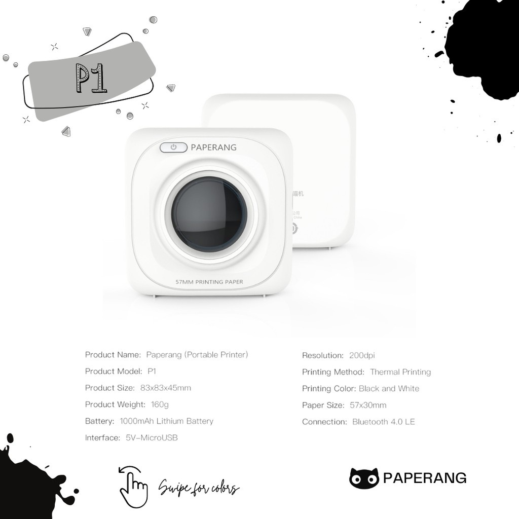 Paperang P1 200dpi original Portable Bluetooth Printer original Receipt ...