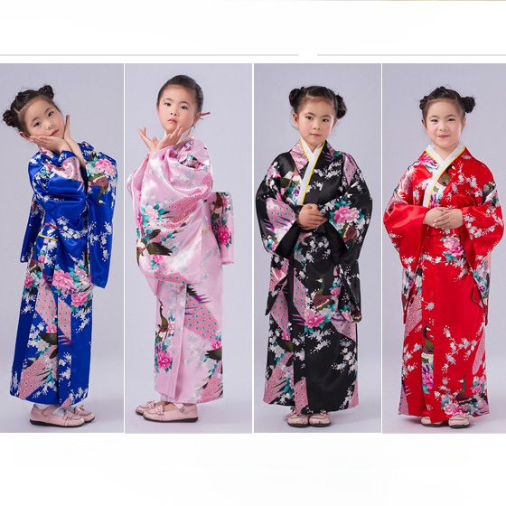 Japanese Costume for Kids Girl Kimono Robe Traditional Dress Children ...