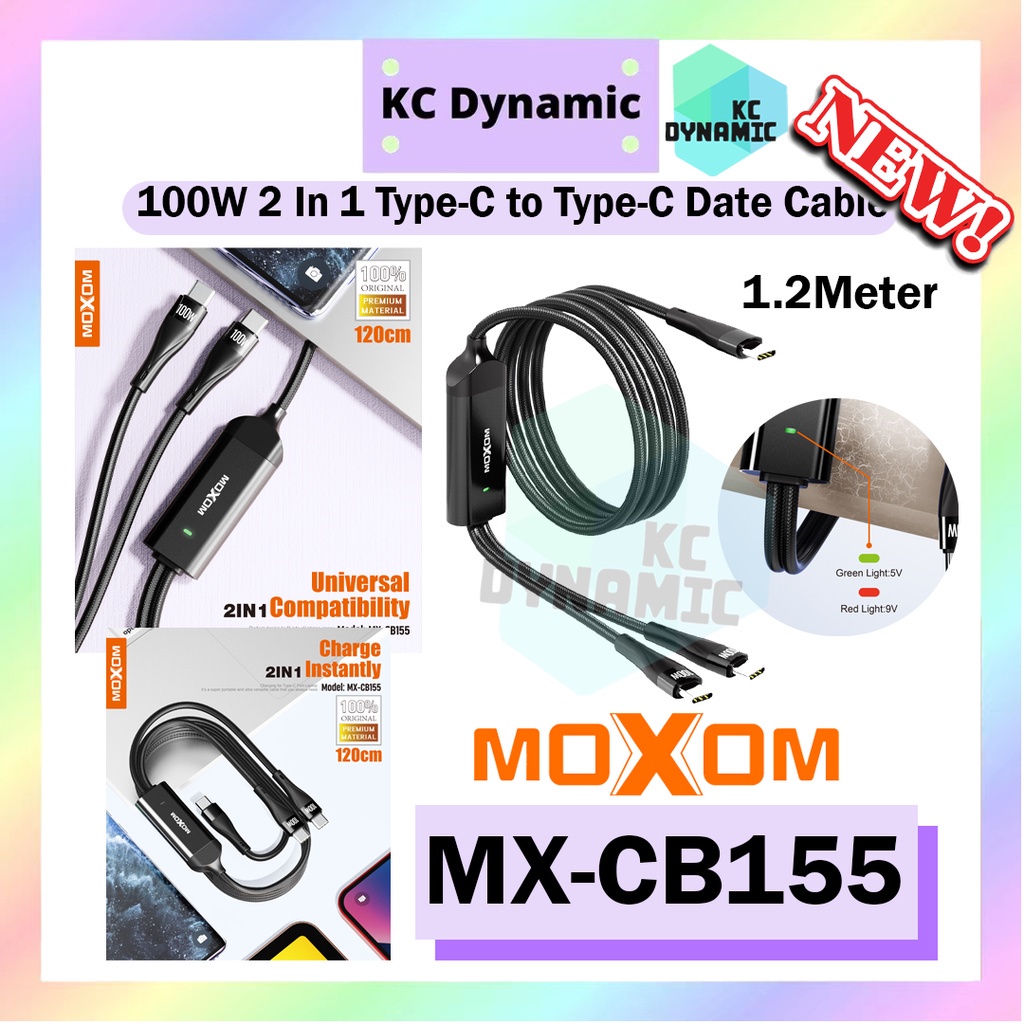 Moxom MX-CB155 100W Data Cable Multi Cable 2 in 1 PD Type-C To Type-C ...