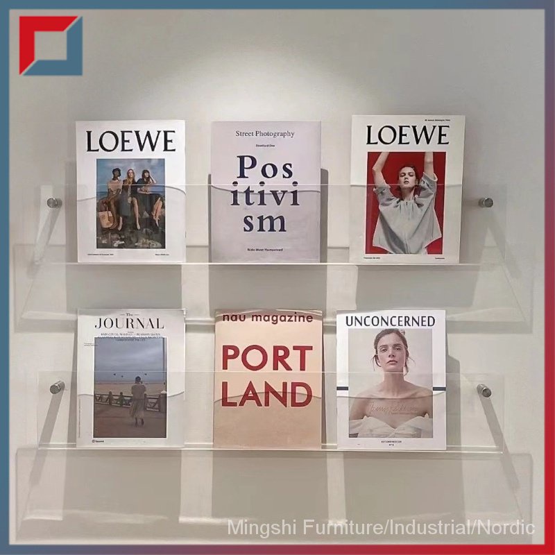 Ins wall mounted bookshelf storage rack acrylic pc picture book ...