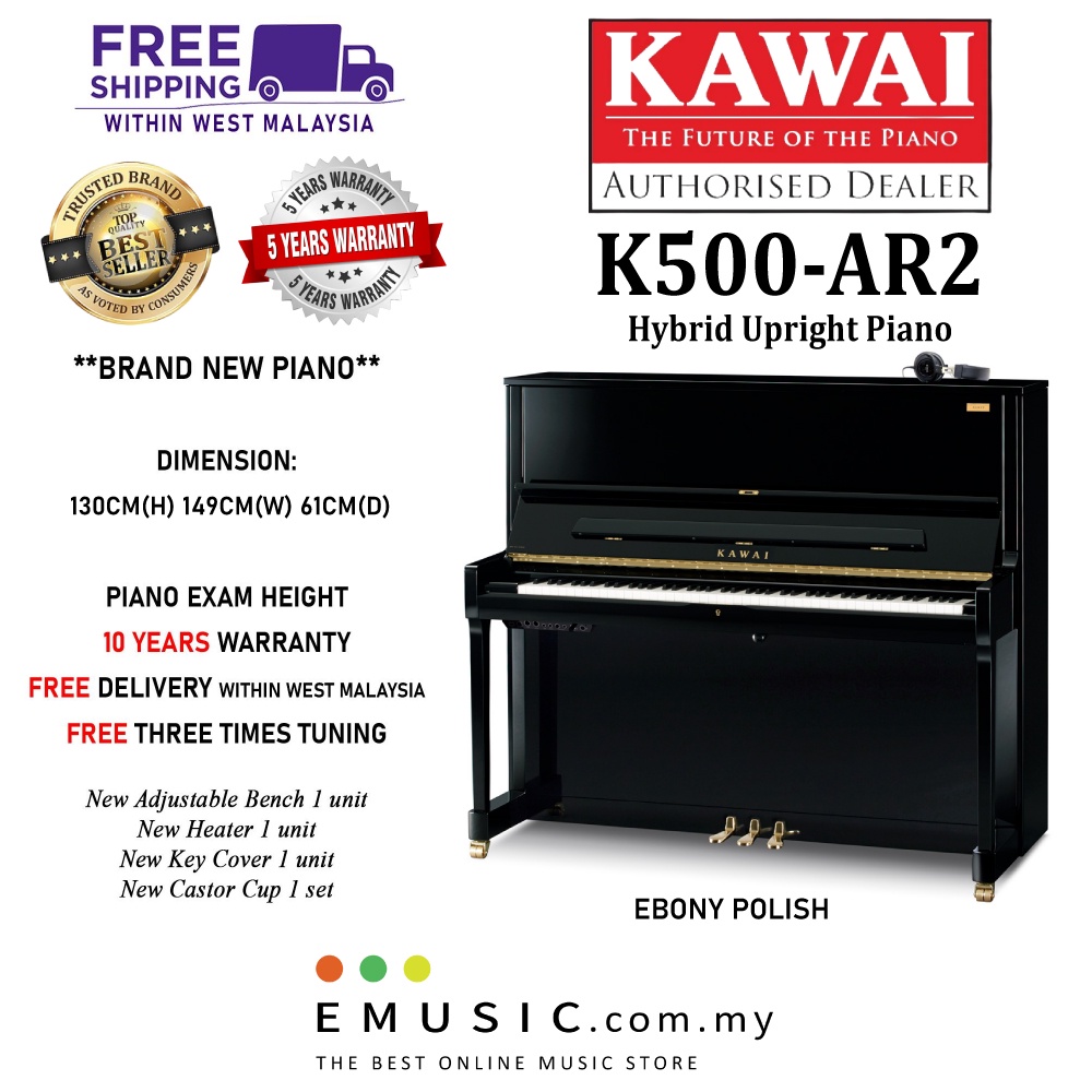 Kawai K500-AR2 New Acoustic AURES 2 Hybrid Silent Upright Piano Ebony K500 AR2 | Shopee Malaysia