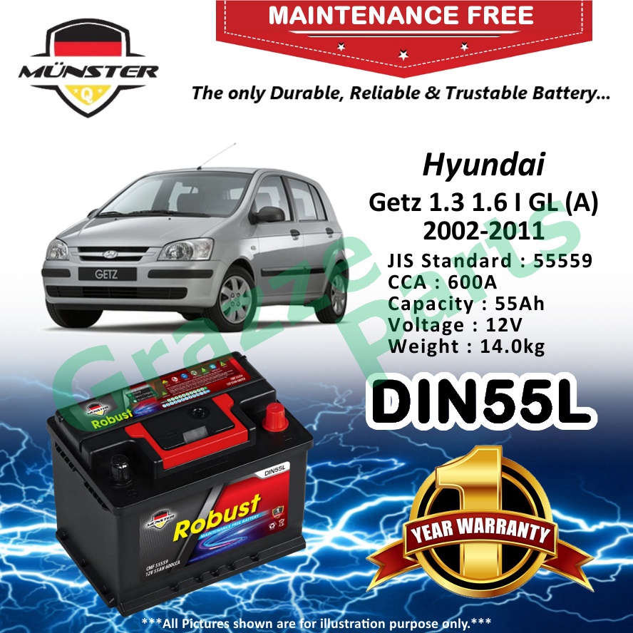 Münster Robust MF CMF DIN55 | DIN55L | 55559 (55AH) Car Battery Bateri ...