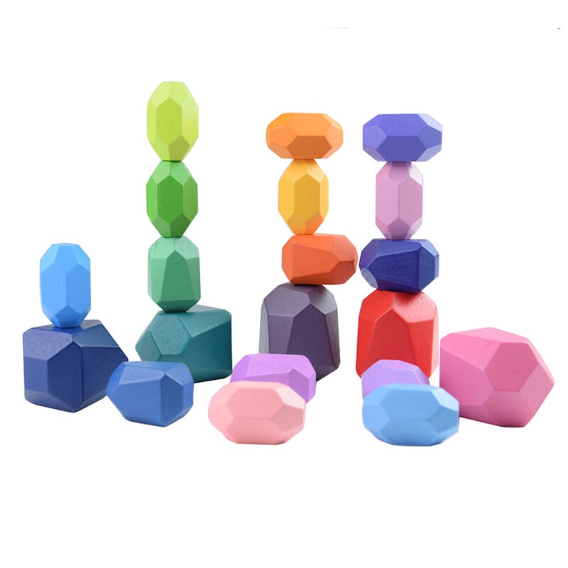 Wooden Rainbow Balancing Stone for Kids - Stacking Blocks Early ...