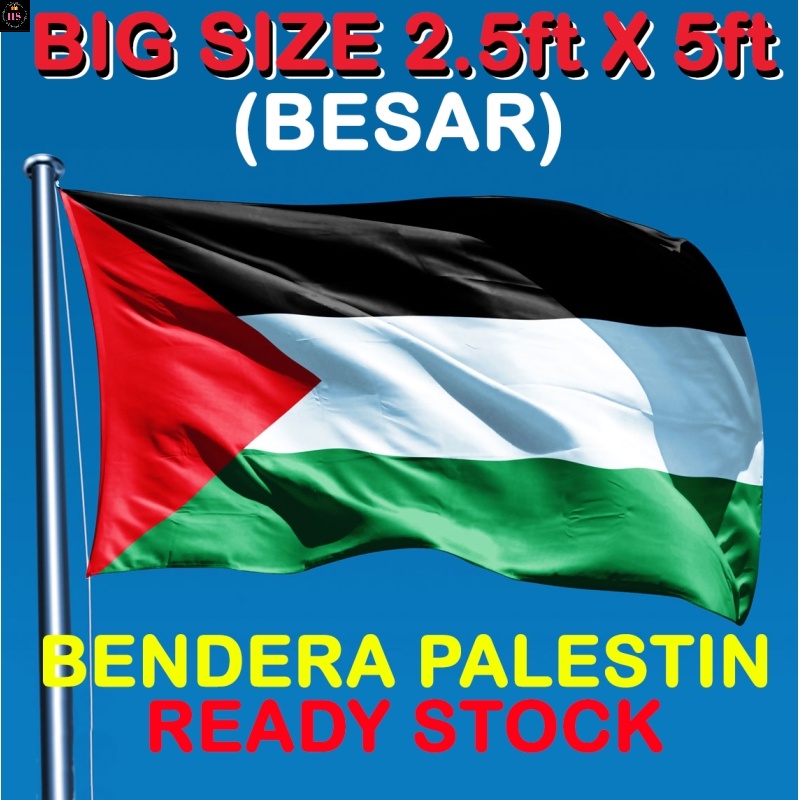 (BIG SIZE) Bendera Palestin 2.5 x 5 Feet Flag Palestine Country Besar ...