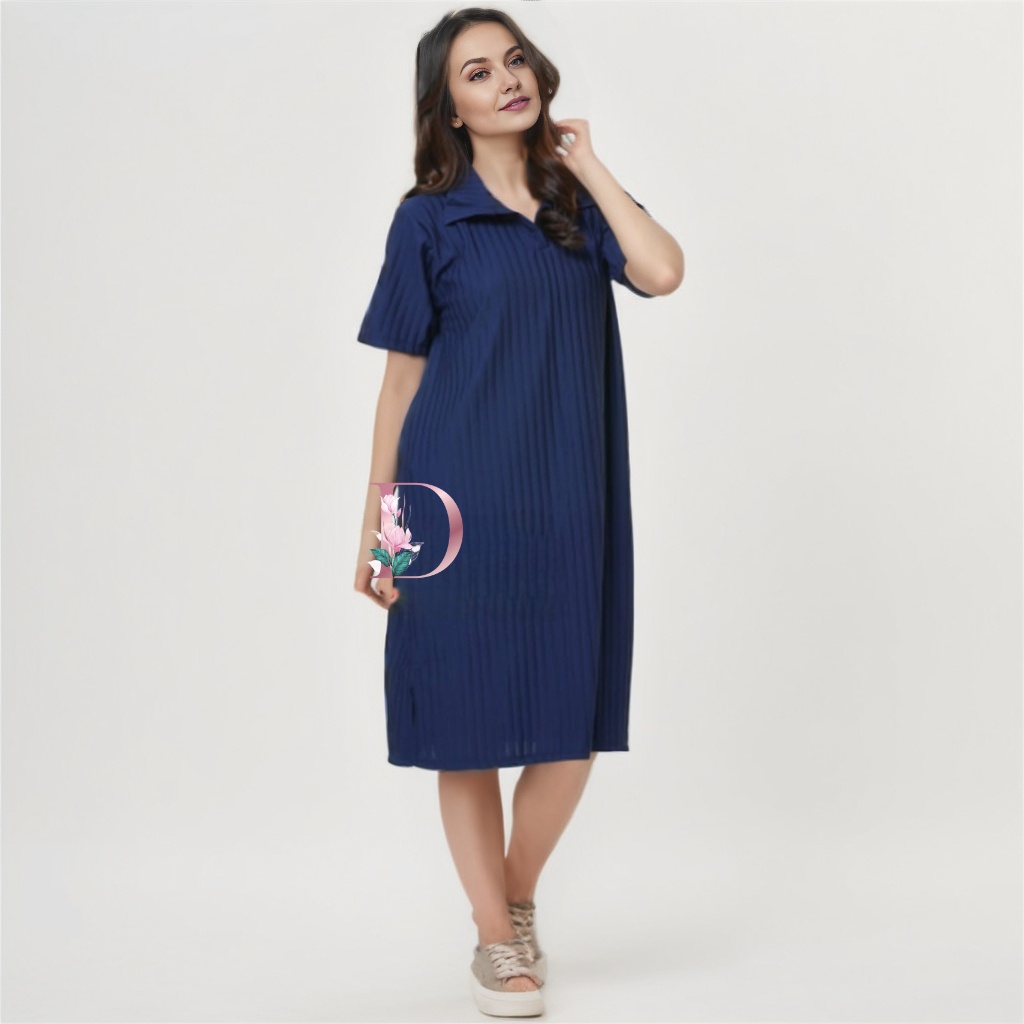 Dress Knit Premium Korean Style Negligee Polos Viral Collar Slit Side ...
