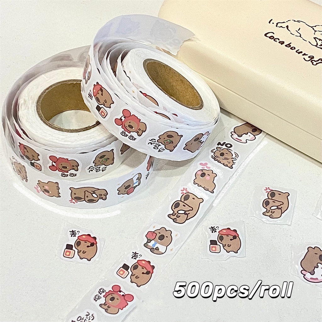 500pcs/roll Capybara Cute Cartoon Expression Stickers Diary Journal ...