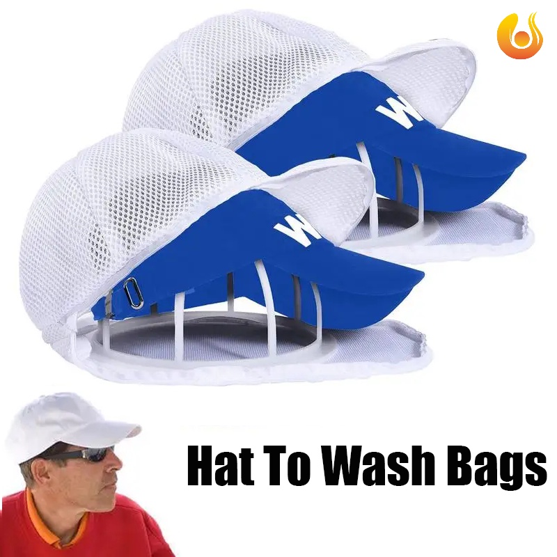 Hat Wash Protector Baseball Cap Cleaner/Laundry Bag Wash Hat White Blue ...