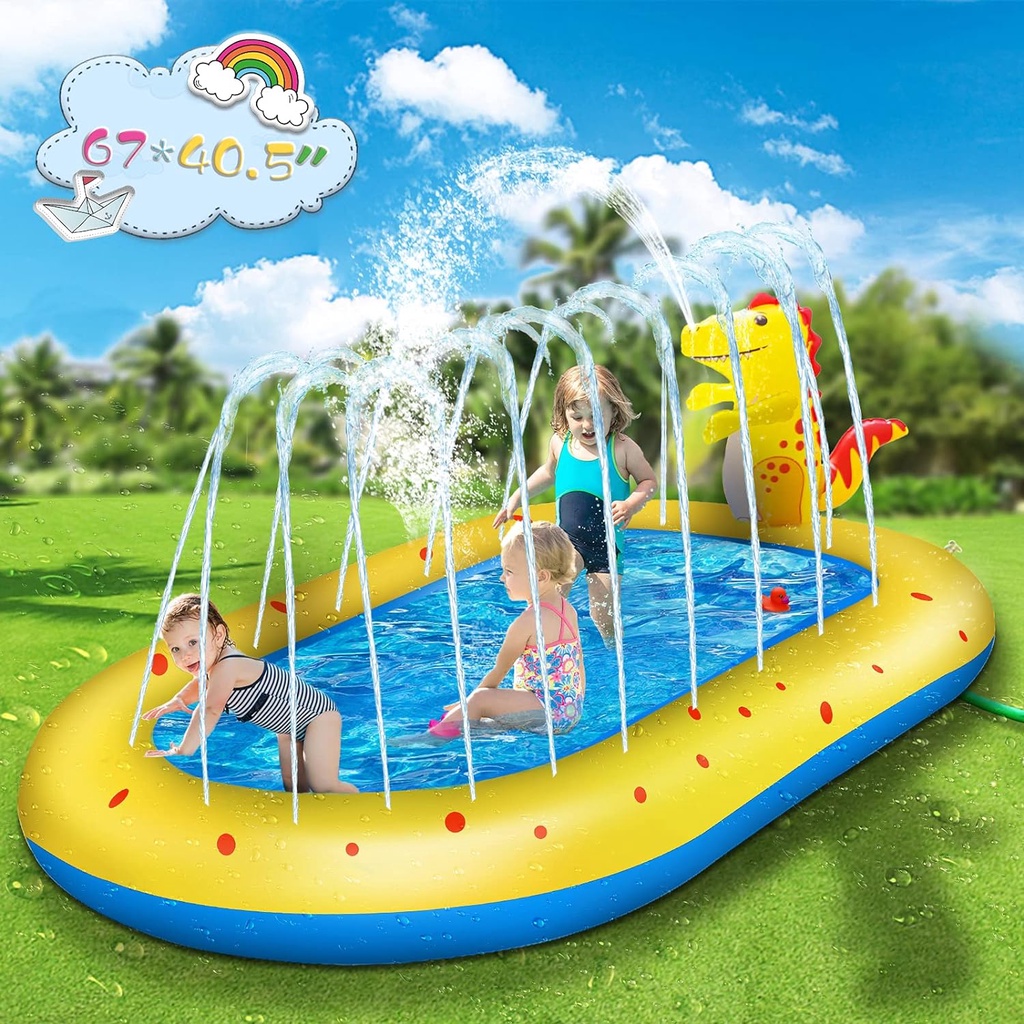 Water splash pool mat dinosaur kids children swimming pool water play ...