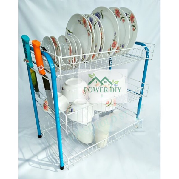 Powerdiyjj 3 LAYER DISH RACK/PLATE RACK/RAK PINGGAN MANGKUK (Epoxy ...