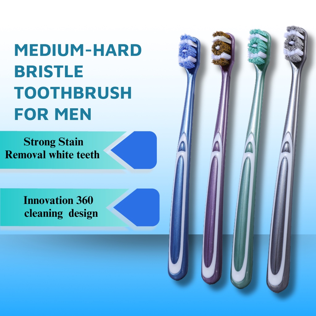 Medium-Hard Bristle Toothbrush for adult Toothbrush for tough cleaning ...