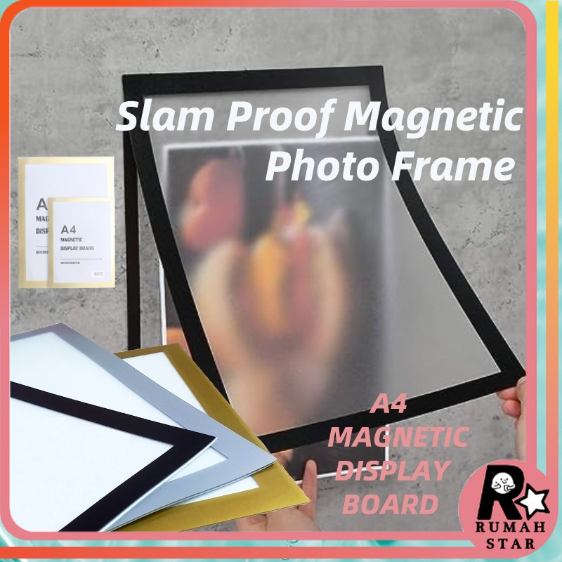 A4 Magnetic Display Board Wall Stick Frame Photo Certificate Frame ...