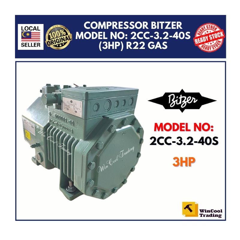 Bitzer Compressor 3HP (R22 Gas) Model : 2CC-3.2-40S | Shopee Malaysia