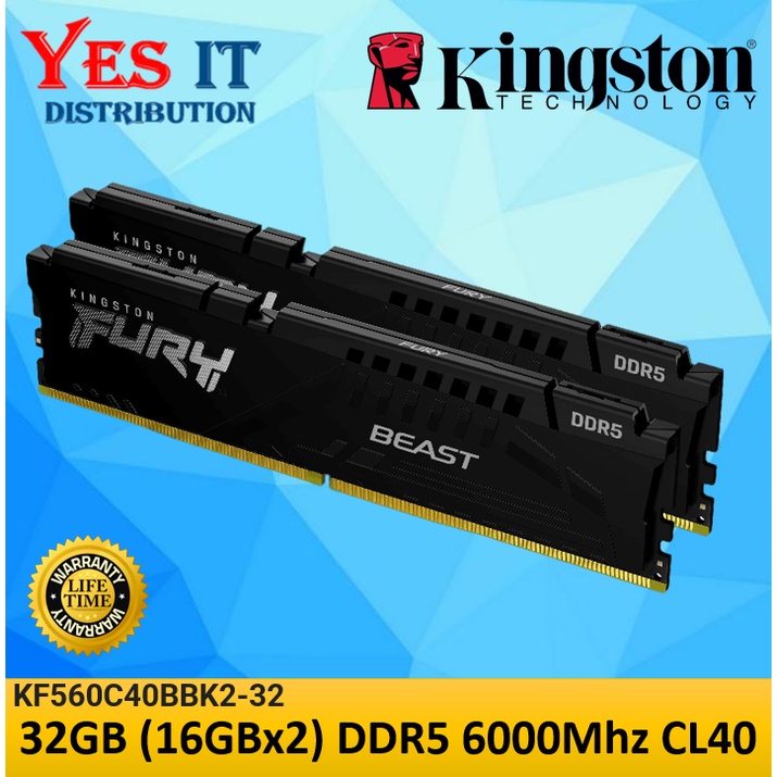 Kingston FURY BEAST 6000MHZ DDR5 32GB 64GB CL40 DIMM Gaming Ram ( KF560C40BBK2-32 ...