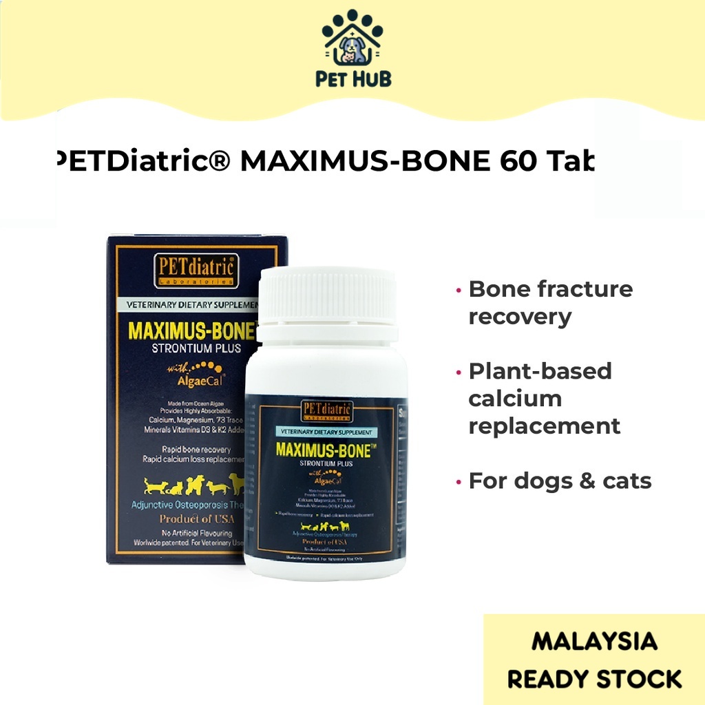 PETdiatric Maximus Bone Algaecal 60 Tablets Dog Cat Calcium Supplement ...