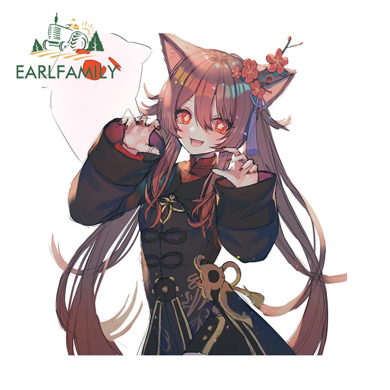 EARLFAMILY 13cm x 12.4cm Genshin Impact Hutao Car Stickers Funny ...