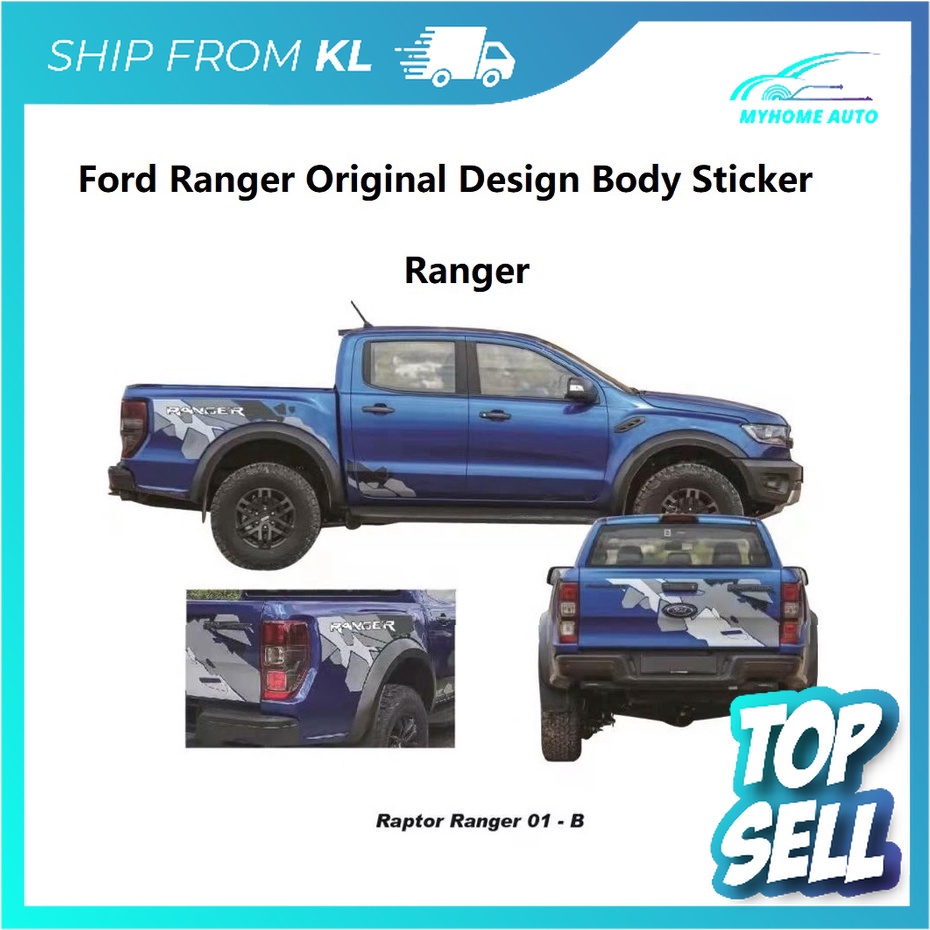 Ford Ranger Side Body Sticker Raptor / Ranger Original Design - 1B ...