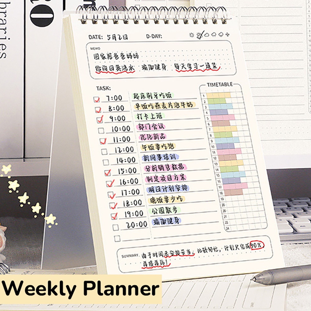 A5 Weekly Planner PP Coil Notebooks To Do List Daily Plan Schedule ...