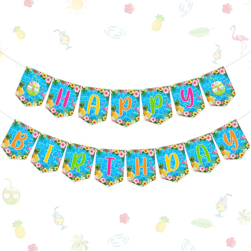 JOYMEMO Tropical Pool Party Decorations Summer Swimming Pool Birthday ...