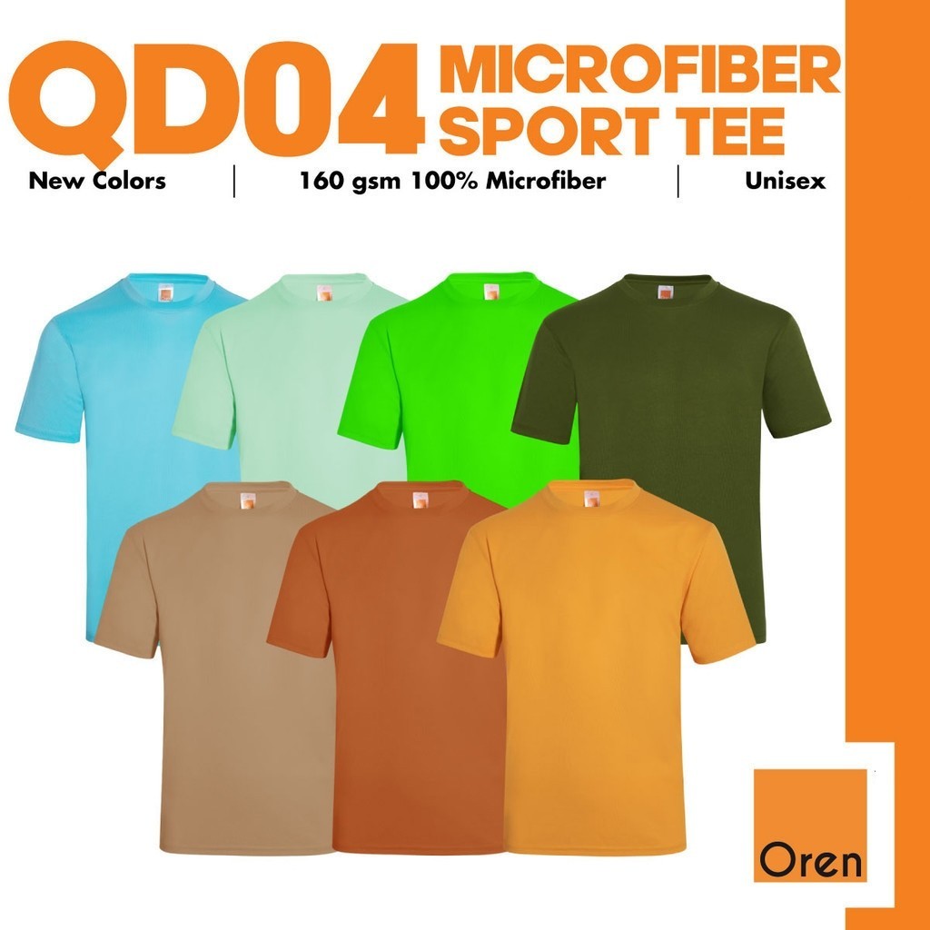Jersey Tshirt Microfiber Quckdry Plain Roundneck QD04 Jenama oren sport ...