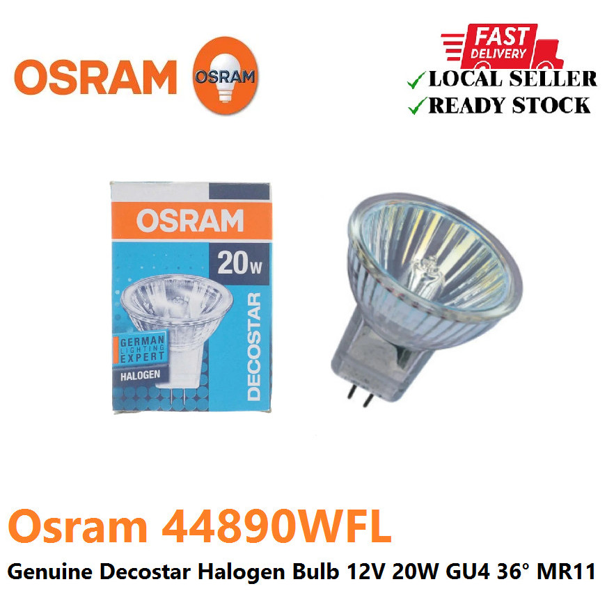 Osram 44890WFL Decostar Genuine Halogen Bulb 12V 20W GU4 36° MR11 come with Front Glass Diameter ...