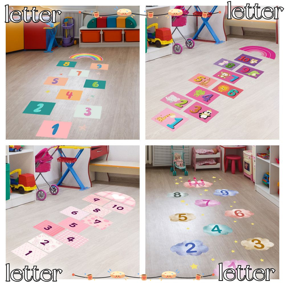LETTER Cartoon Number Grids, Self-adhesive PVC Hopscotch Game Floor ...