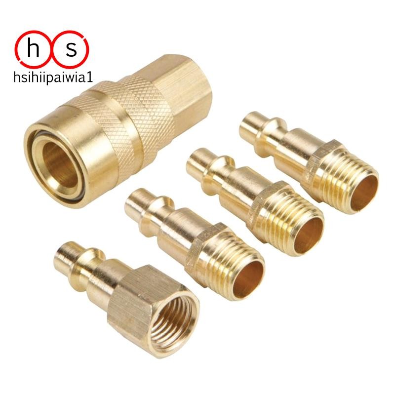 1/4NPT Pneumatic Fittings Five-Piece Set Quick Connector Solid Brass ...