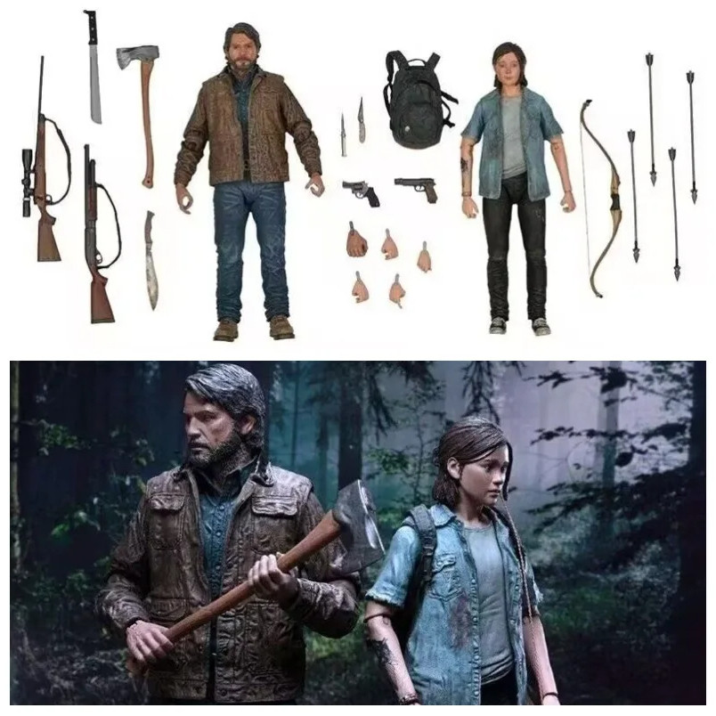 NECA The Last of Us Joel and Ellie Action Figure Set Articulated Game ...