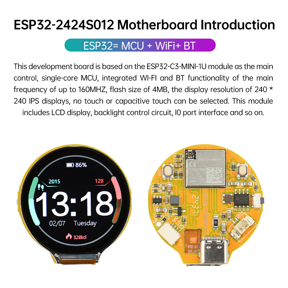 DIYMORE ESP32-C3 WiFi Bluetooth development board module with 1.28-inch ...