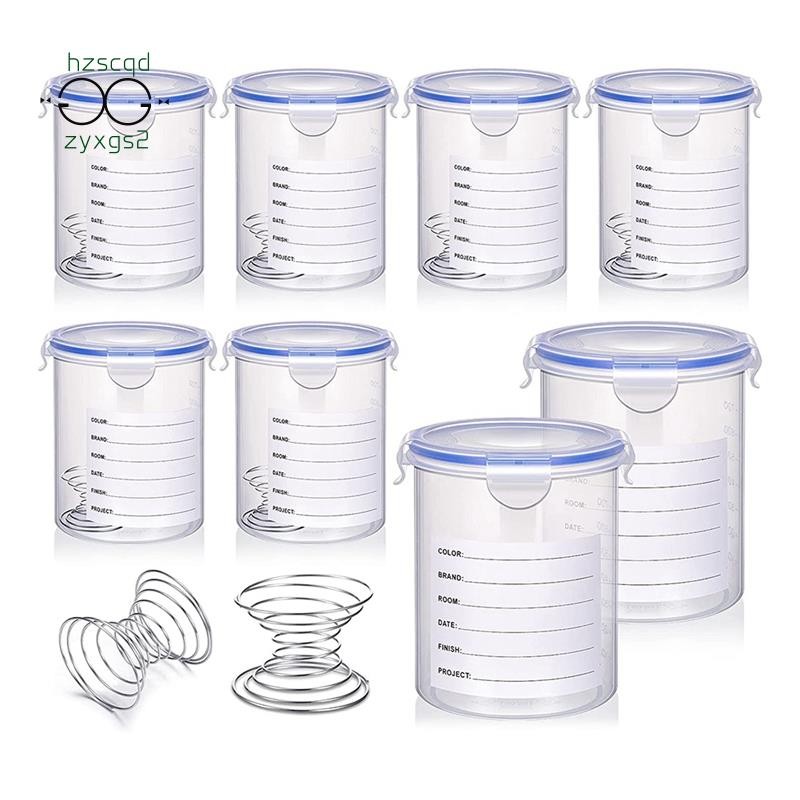 8 Sets Paint Container Plastic with Stainless Steel Mixing Ball Touch ...