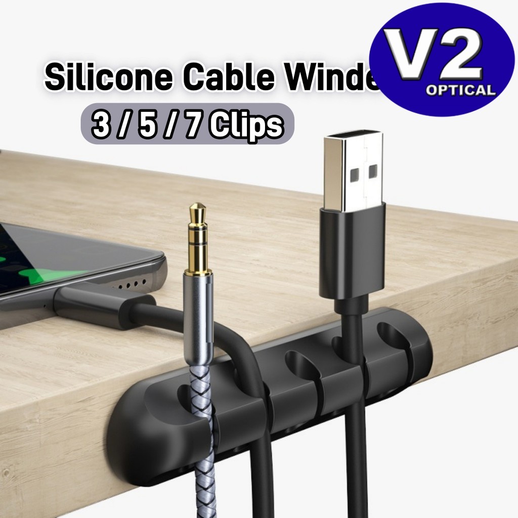 (3/5/7 Clips) Silicone Cable Winder Clip Desktop Tidy-up Charging Cable ...