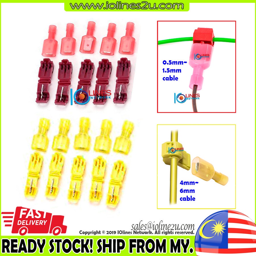 10pcs Car Wire terminals quick wiring T-Tap Insulated connector cable ...