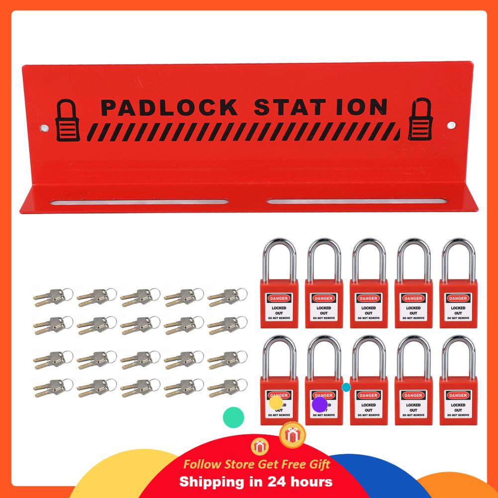 Goonshopping Industrial Safety Padlock Station with Key Locks for ...