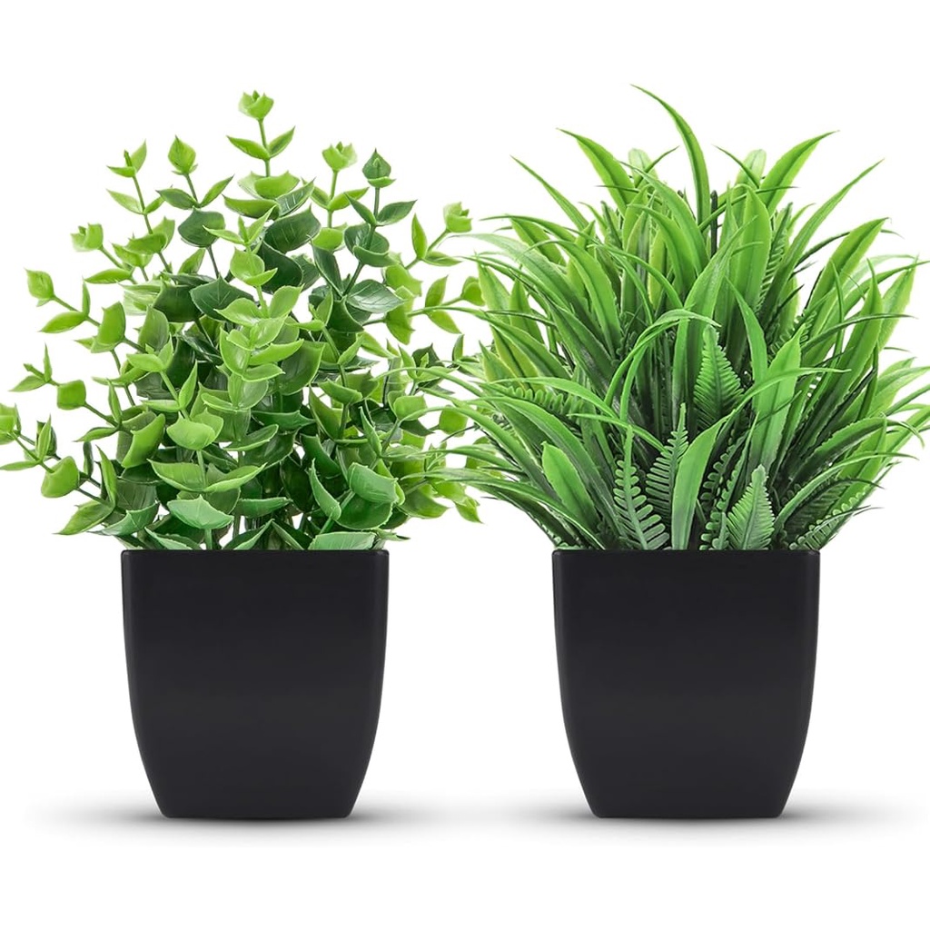 Fake Plants Small Artificial Potted Plants Faux Plants in Black Pots ...