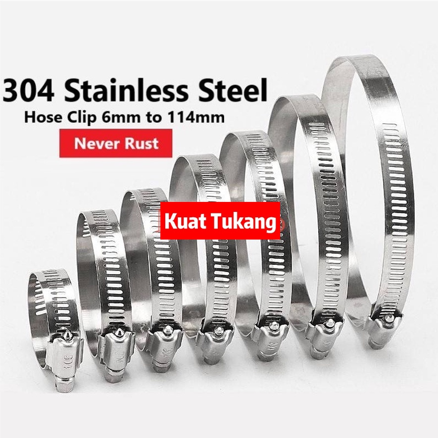SUS 304 Stainless Steel Hose Clip Clamp Adjustable Hose Pipe Clips ...