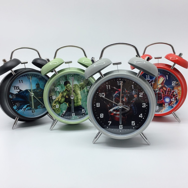 Spiderman Metal Alarm Clock Avengers Quartz Clock Hulk Silent Clock ...
