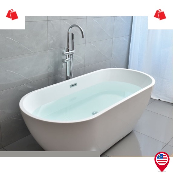BK-Ready Stock 1.2m Bath Tub Oval Acrylic Bathtub Hotel Model Luxury ...