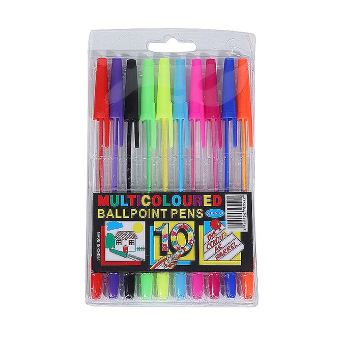 10 Colors Ball Point Pen Set 1.0 Multiple Colour Stationery for Office and Students | Shopee ...