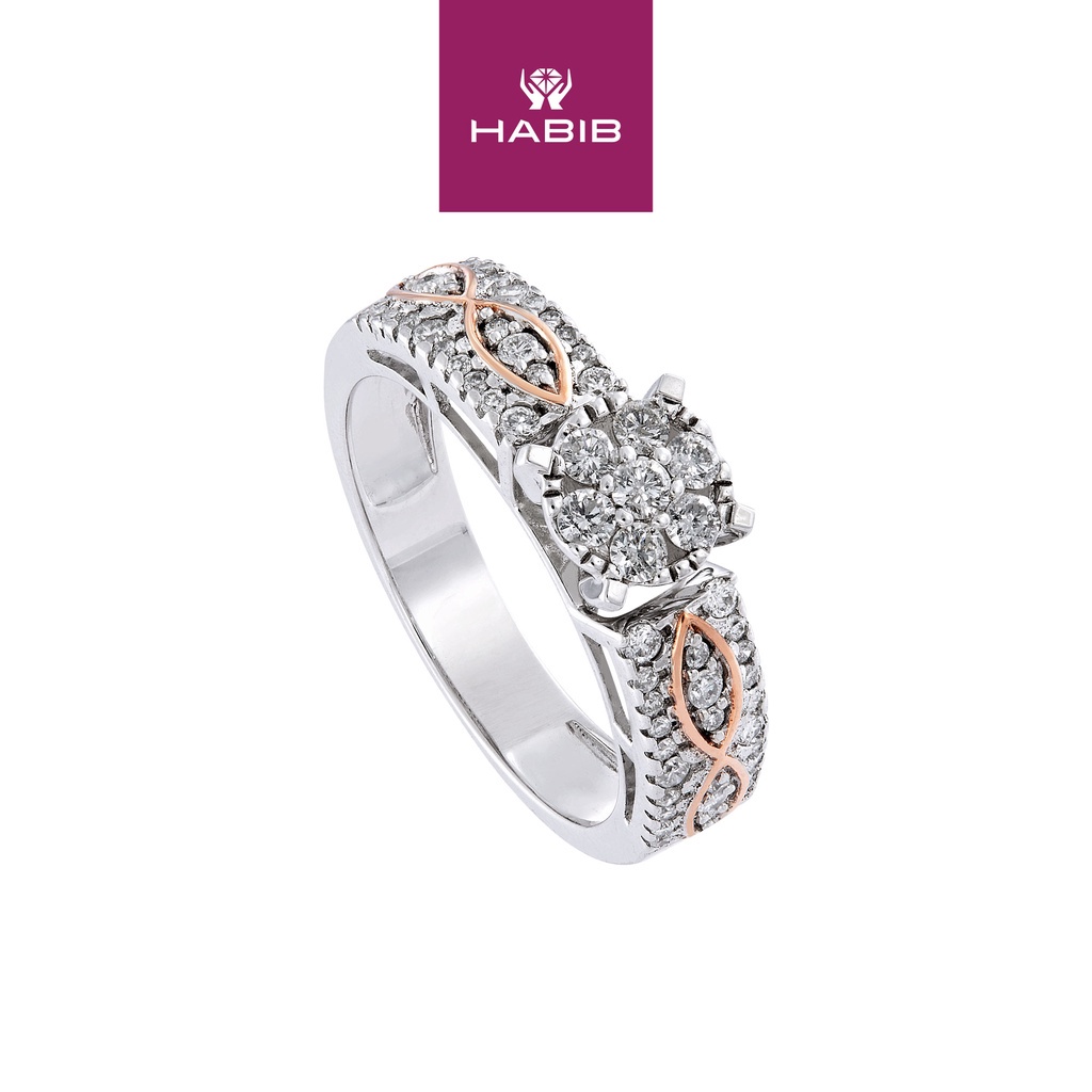 HABIB Round Diamond Ring in 375/9K White and Rose Gold 264760822(RW ...