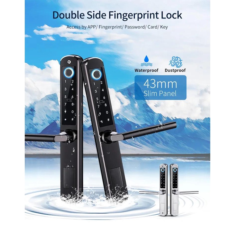 TTlock Fingerprint Double Two Side Waterproof IP55 Outdoor Smart Door ...