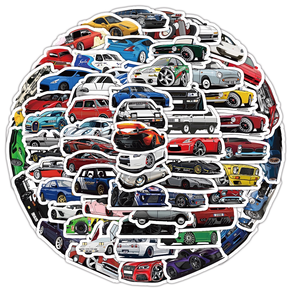 100PCS Cartoon JDM Racing Supercars Graffiti Stickers for Helmet ...